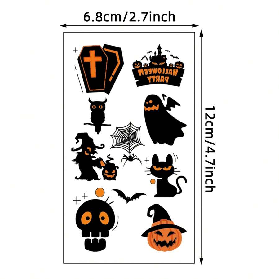 Halloween Temporary Tattoos Stickers 10 Sheets, 120 Pieces Assorted ...