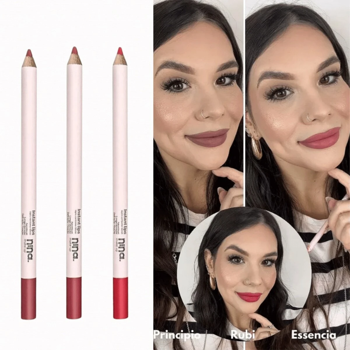 Kit De Lápis Contorno Labial Instant Lips - Nina Make Up 3un | SHEIN Brasil