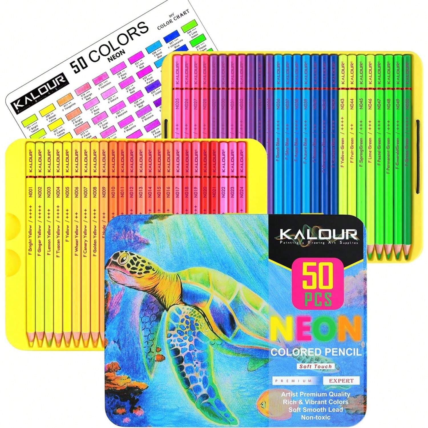 KALOUR 50 Colors Neon Colored Pencils For Adult Coloring Books ... KALOUR 50 Colors Neon Colored Pencils For Adult Coloring Books ...