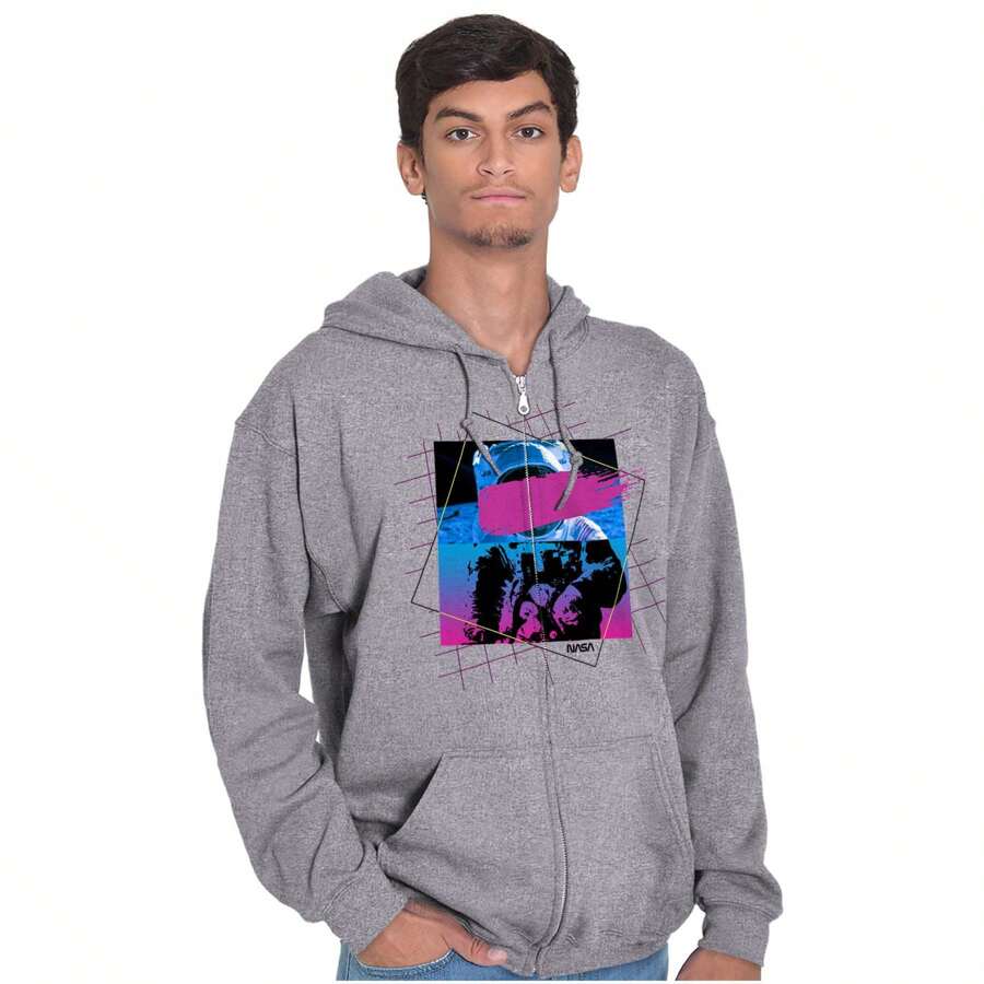 Vaporwave Aesthetic NASA Astronaut Zip Up Hoodie Mens Womens | SHEIN USA