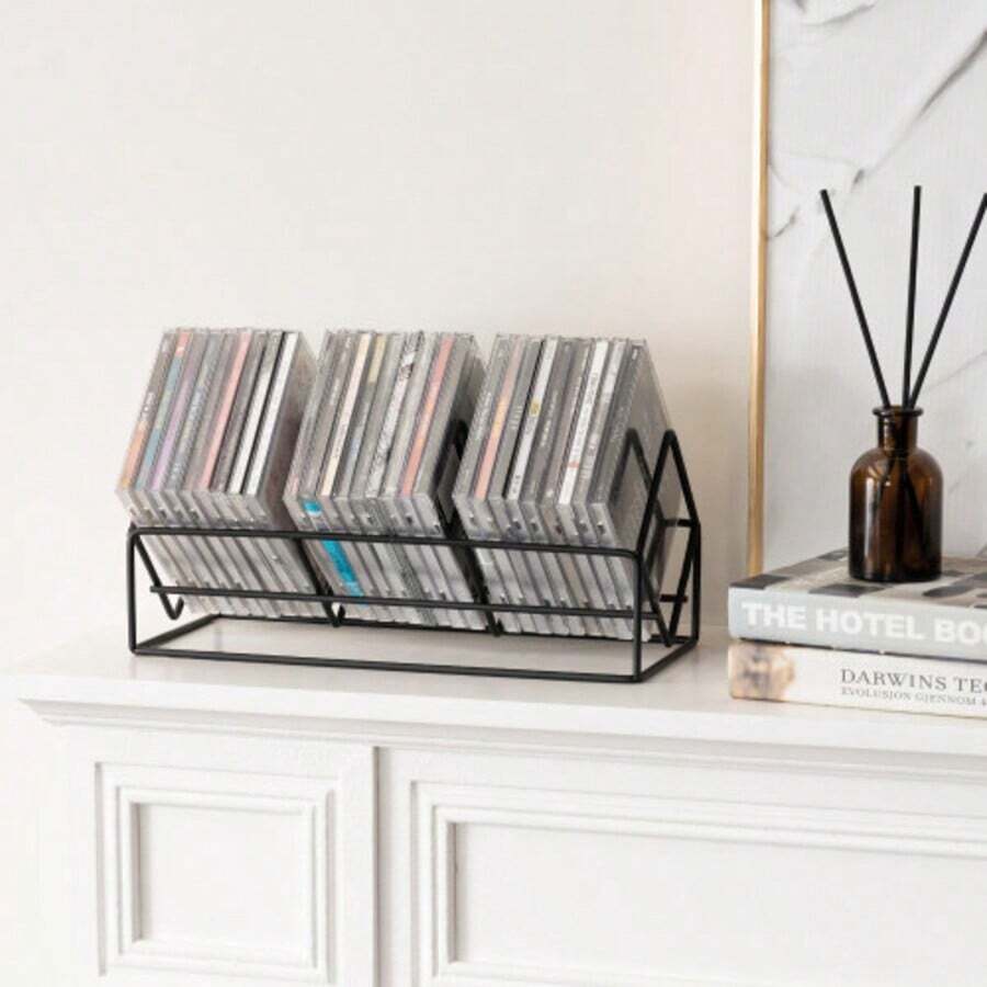 MyGift Wire CD Organizer Rack With 3 Compartments Holds 30 Jewel Cases ...