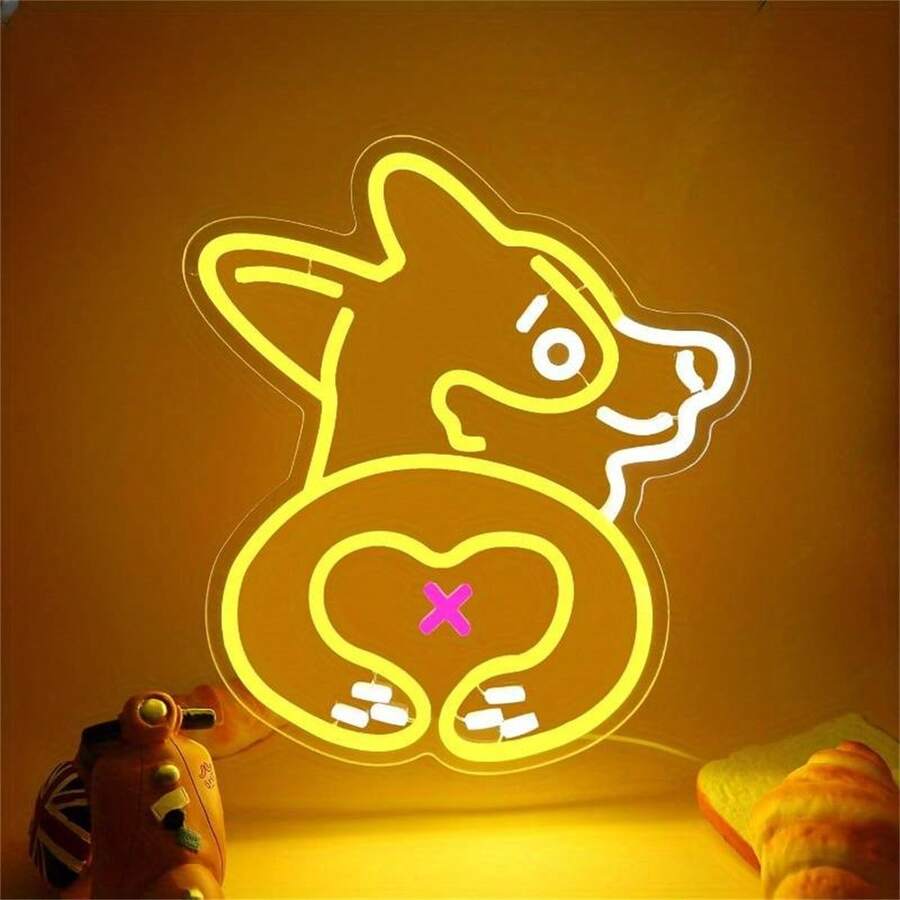 Corgi Butt Neon Sign For Kids Bedroom School Party Wall Decor - USB ...