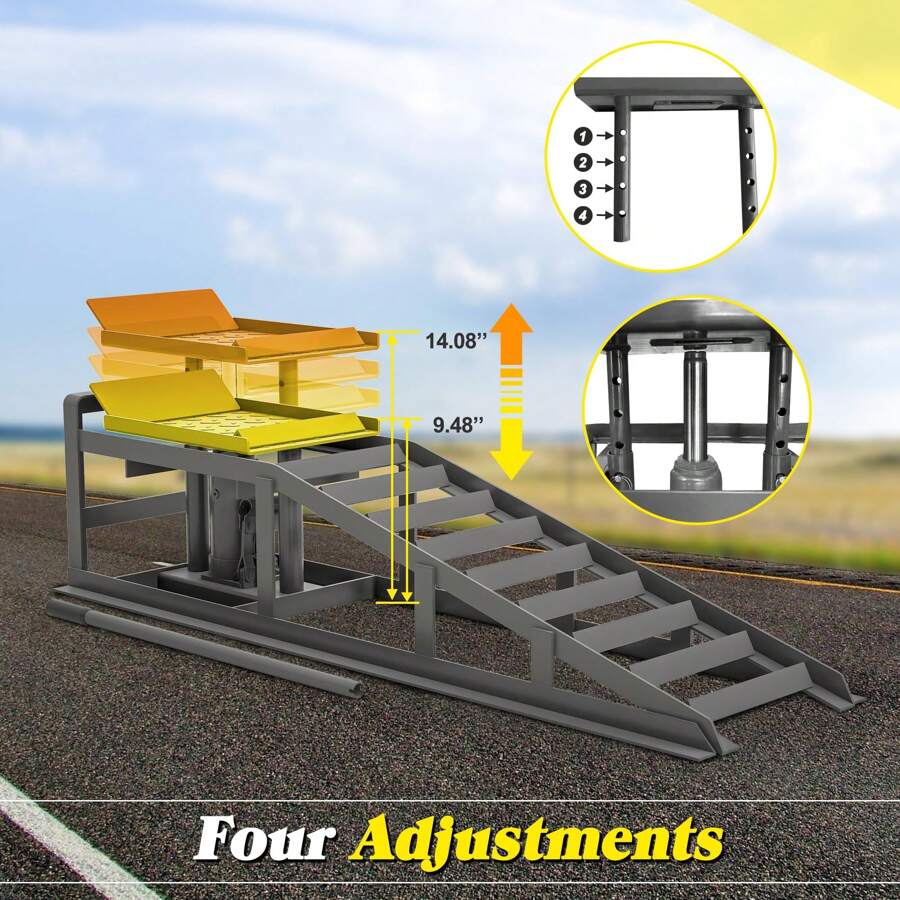 2 Pack Hydraulic Car Ramps 5T 11000lbs Low Profile Car Lift Service ...