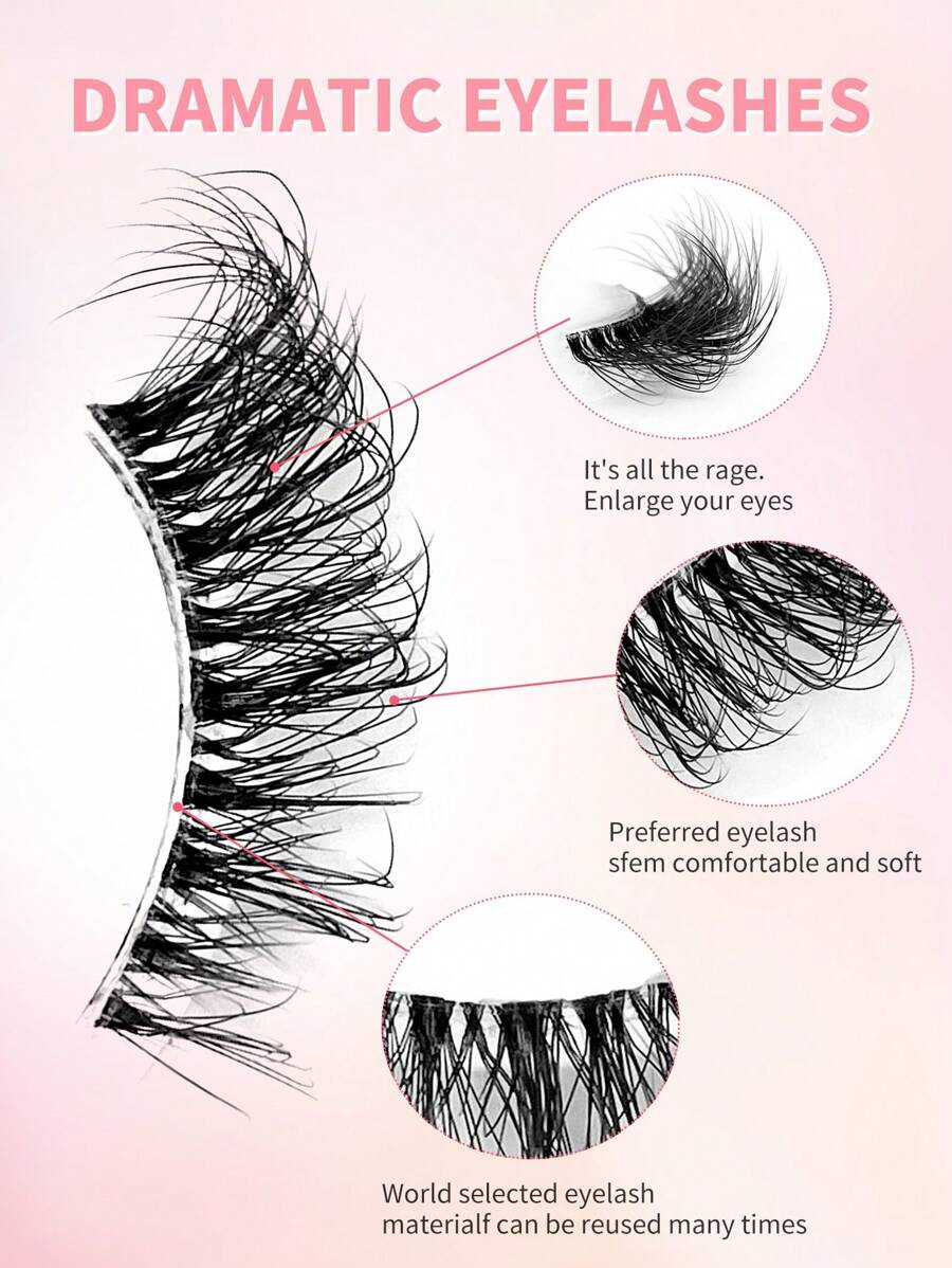 ENCHUW 8 Pairs Half Lashes Clear Band Eyelashes End Eye Elongated ...