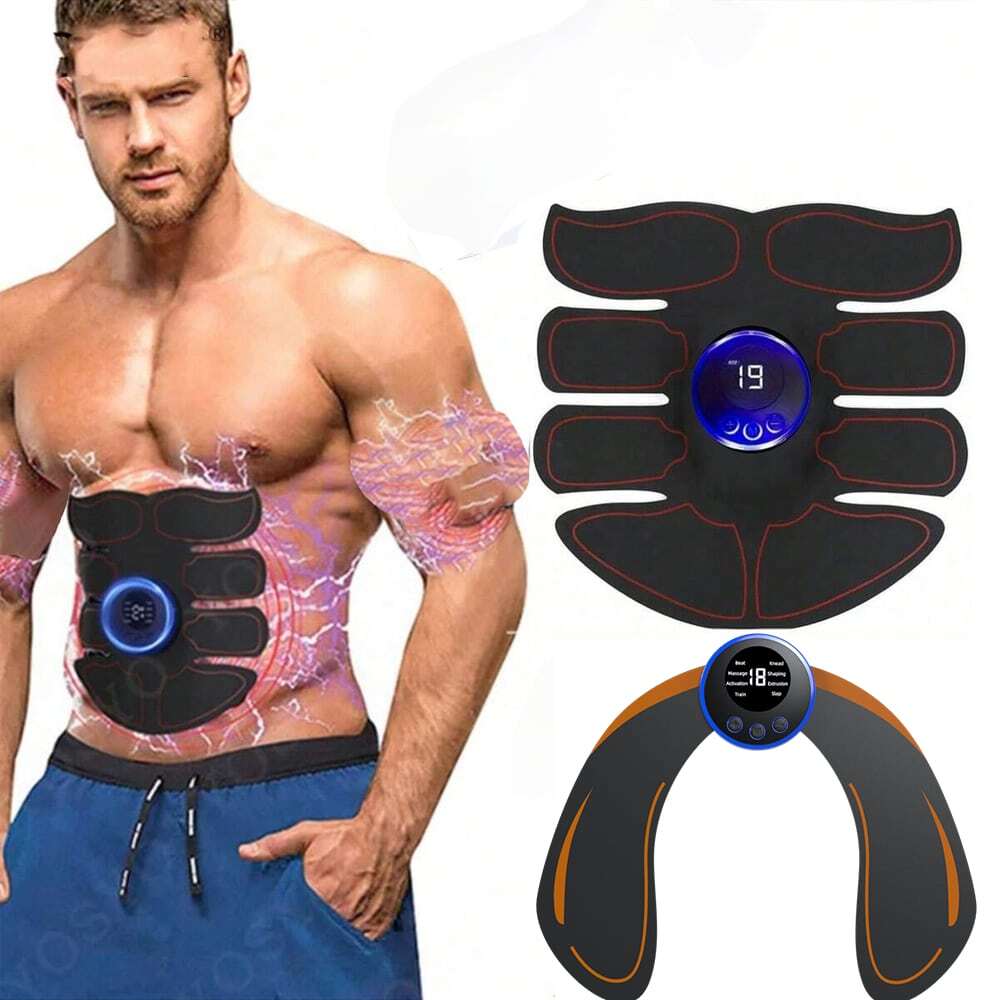 EMS Muscle Stimulator Abdominal Trainer Fitness ABS Stimulator Buttocks ...