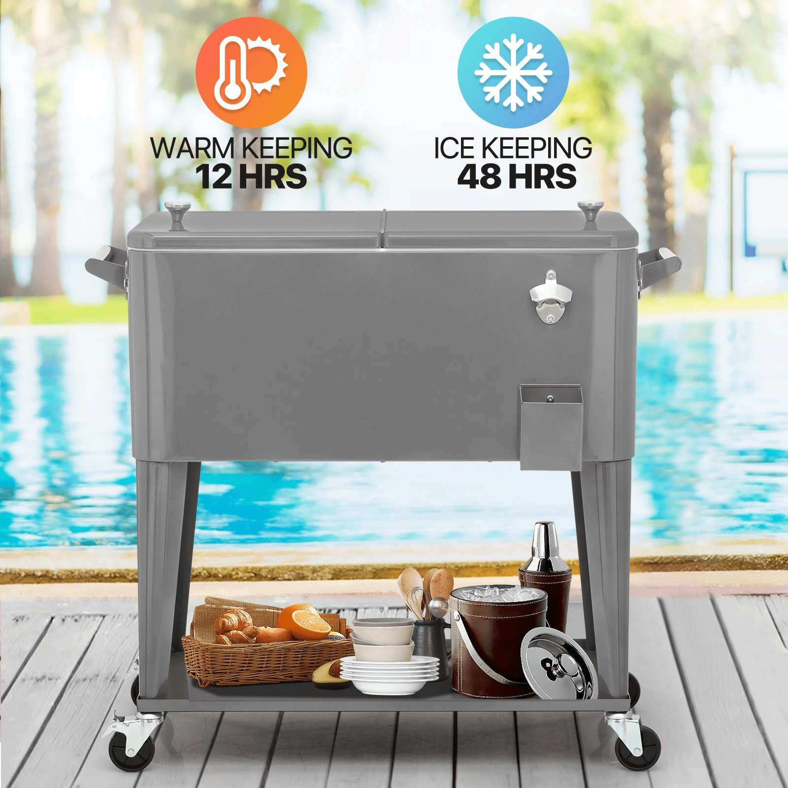 Modern Cooler With Wheels And Handle Outdoor Coolers For Patio And Deck ...