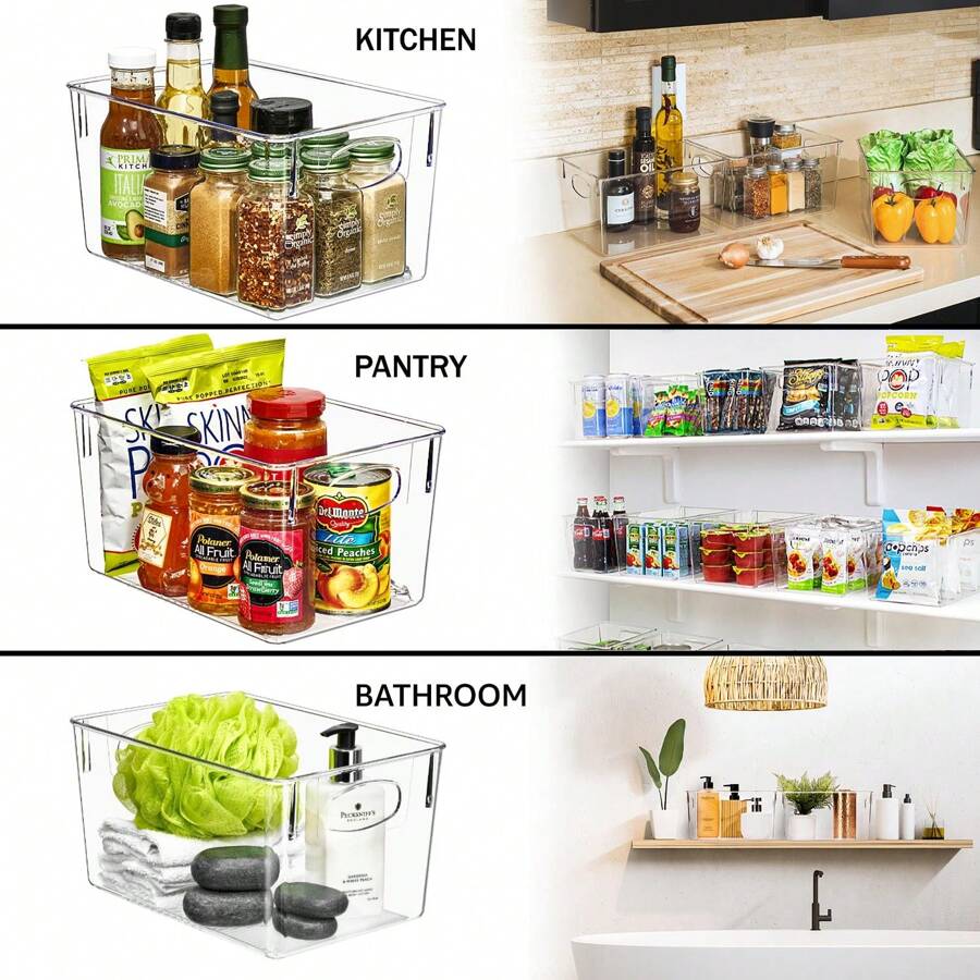 Sorbus 8 Pack Medium Clear Acrylic Storage Bins - For Kitchen, Cabinet ...