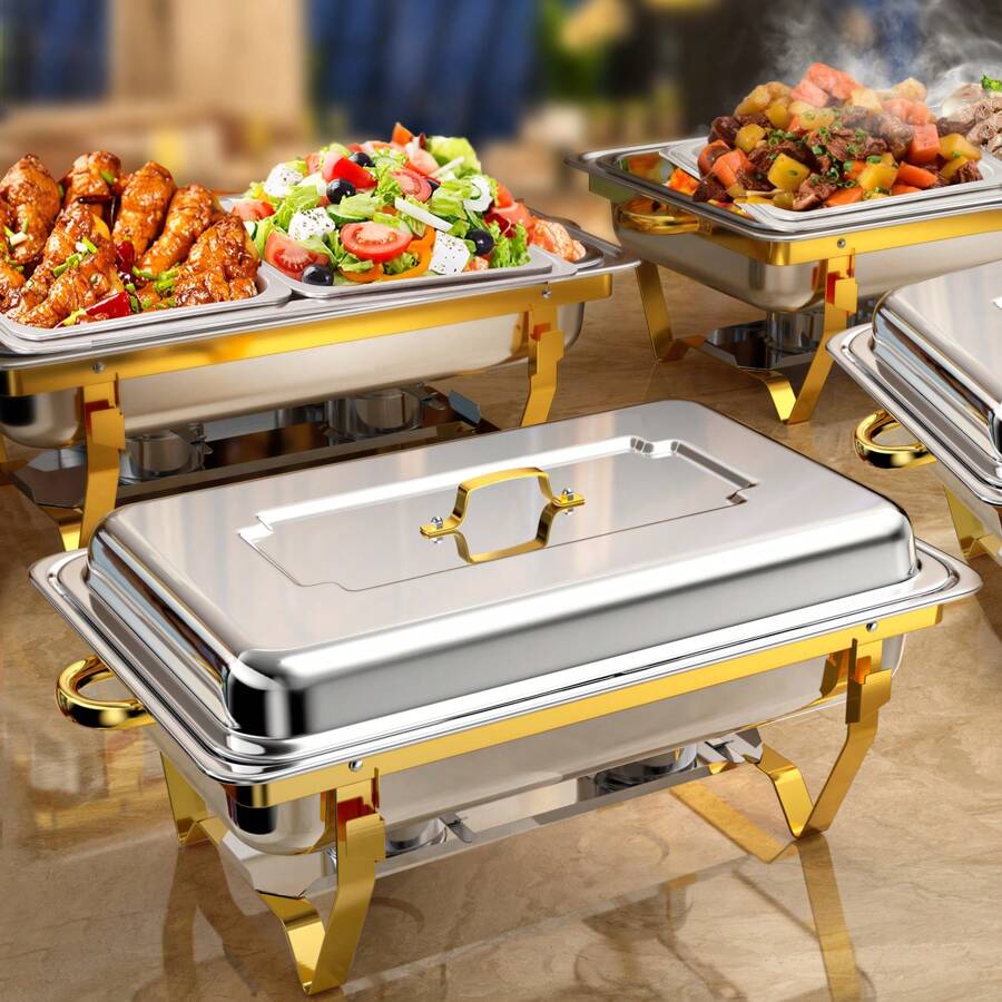 Chafing Dish Buffet Set, 8 QT Half Size Stainless Steel Catering Serve ...