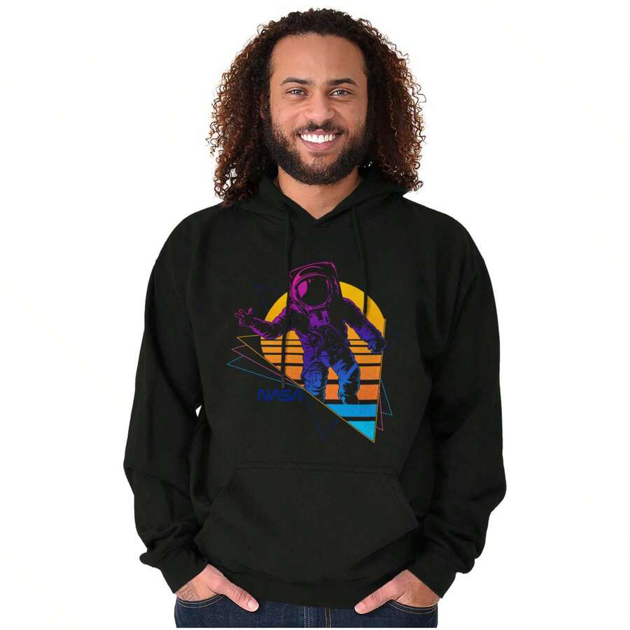 Vaporwave NASA Astronaut Space Jump Hoodie Sweatshirt Men | SHEIN USA