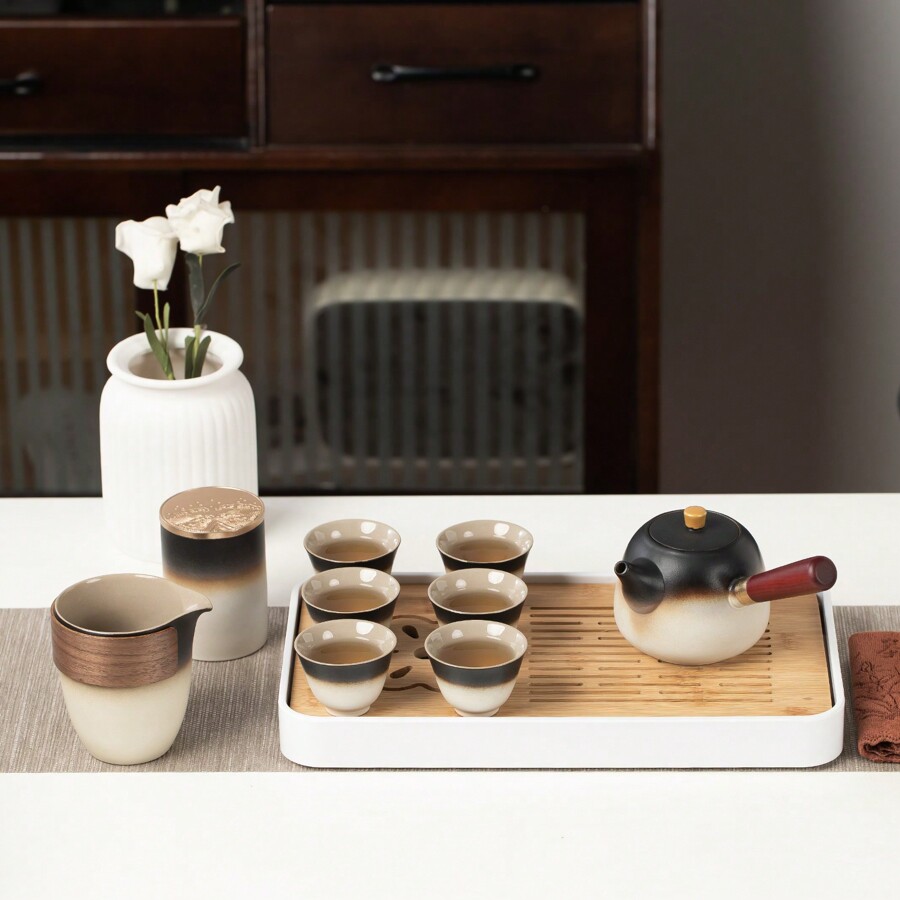 Japanese Porcelain Tea Set - Gongfu Teapot With Cups Travel Kit ...