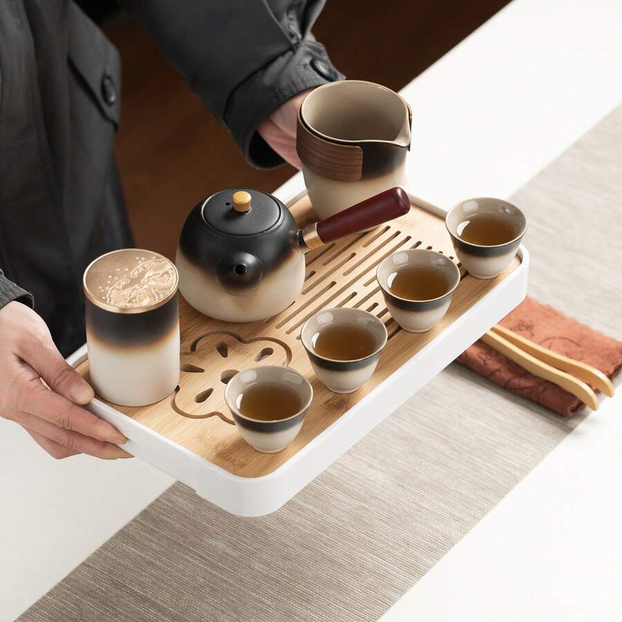 Japanese Porcelain Tea Set - Gongfu Teapot With Cups Travel Kit ...