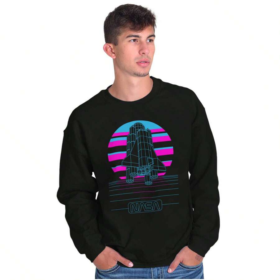 Vaporwave NASA Space Shuttle Specs Sweatshirt | SHEIN USA