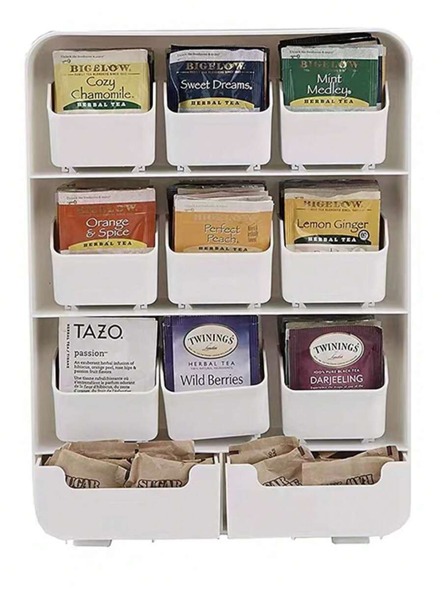9-Grid Drawer Storage Box, For Organizing Tea Bags, Sugar Packets, Tea ...