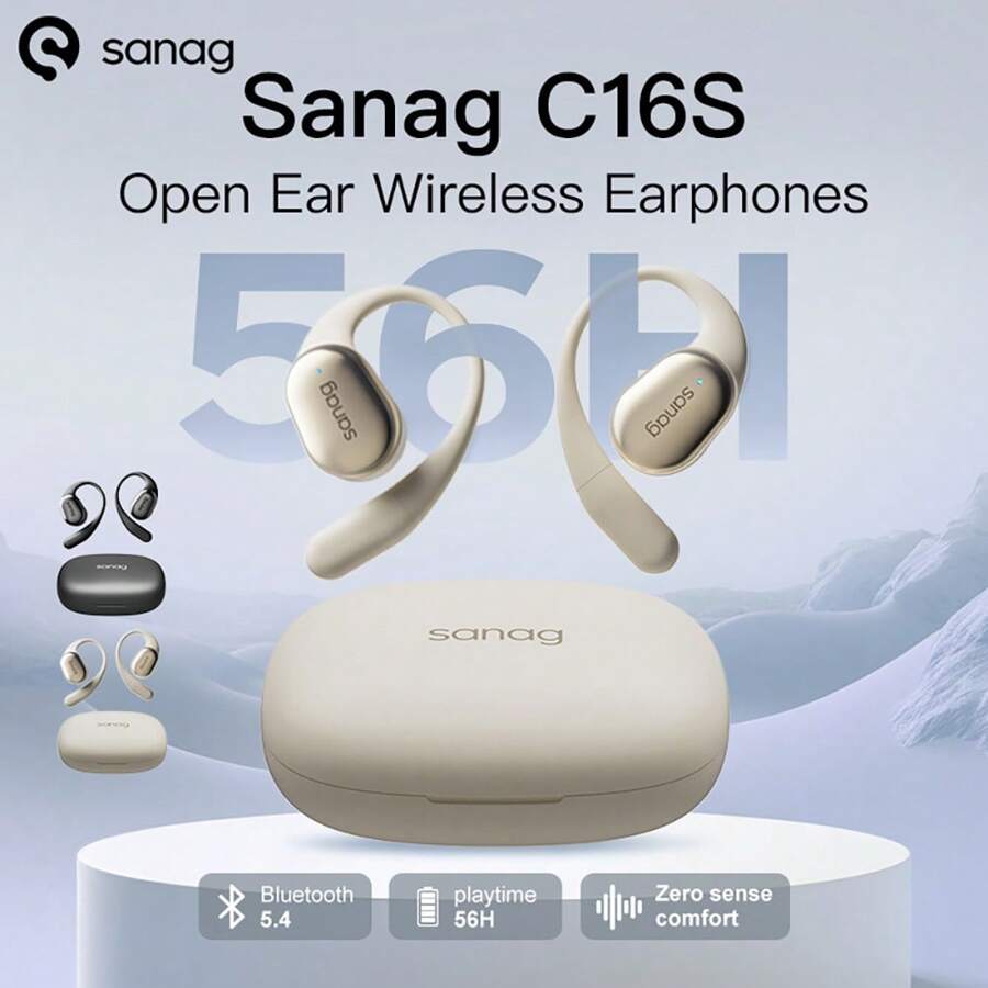 sanag Sanag C16S Wireless Open Ear Earphones With 56H Long Battery Life Dolby-Level Panoramic ...