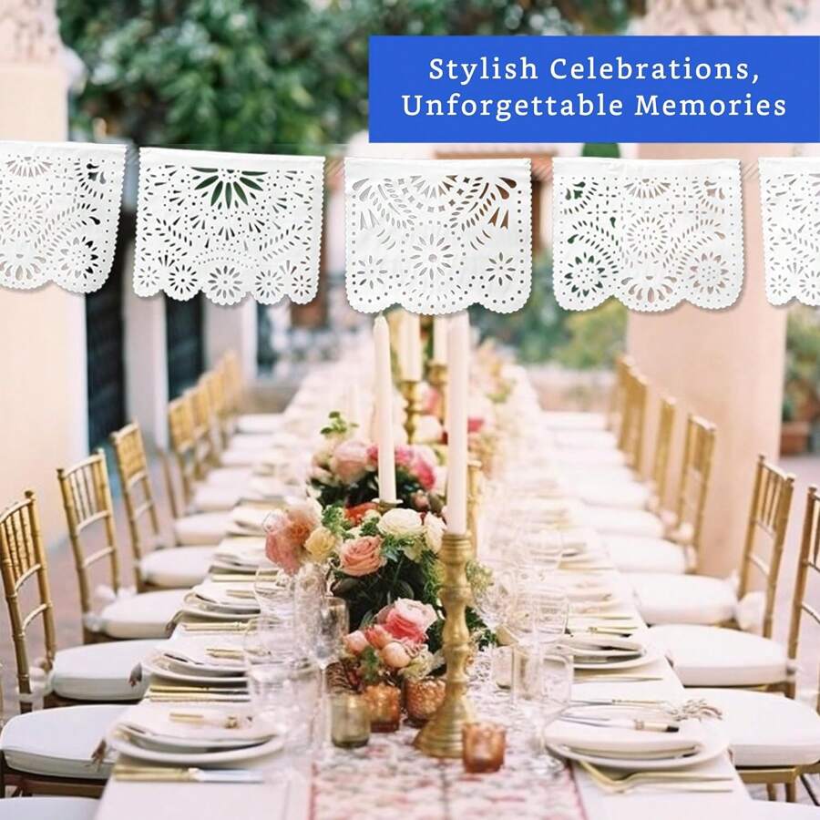 18pcs White Papel Picado Banner - White Mexican Banners For Parties And ...