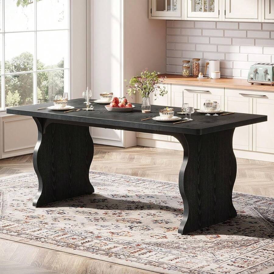Tribesigns Modern Dining Table For 4-6 Rectangular Wood Kitchen Table ...