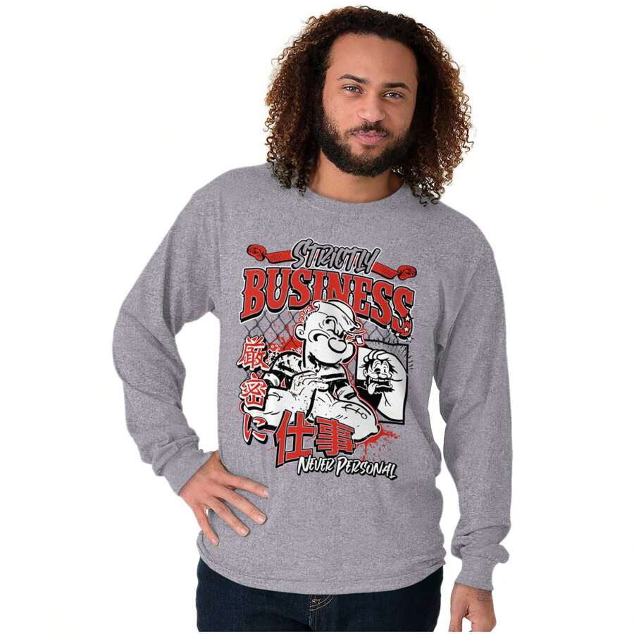 Cool Urban Popeye Strictly Business Mens Long Sleeve Tee T Shirt ...