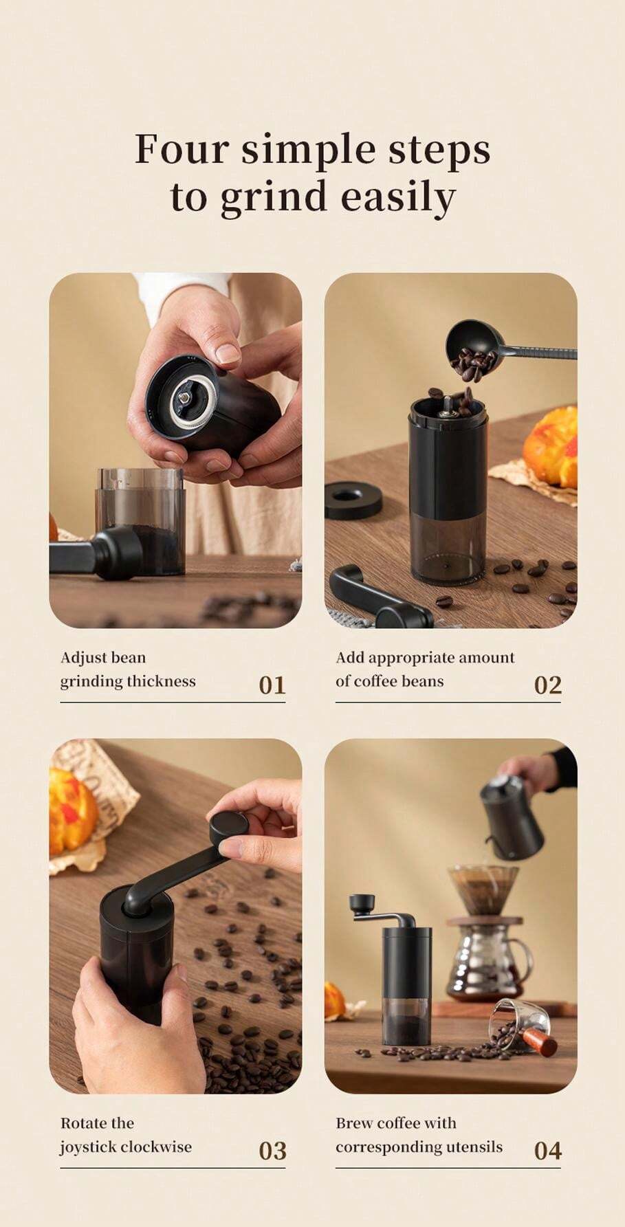 Macinacaffè manuale con macina in ceramica integrata di alta qualità ...