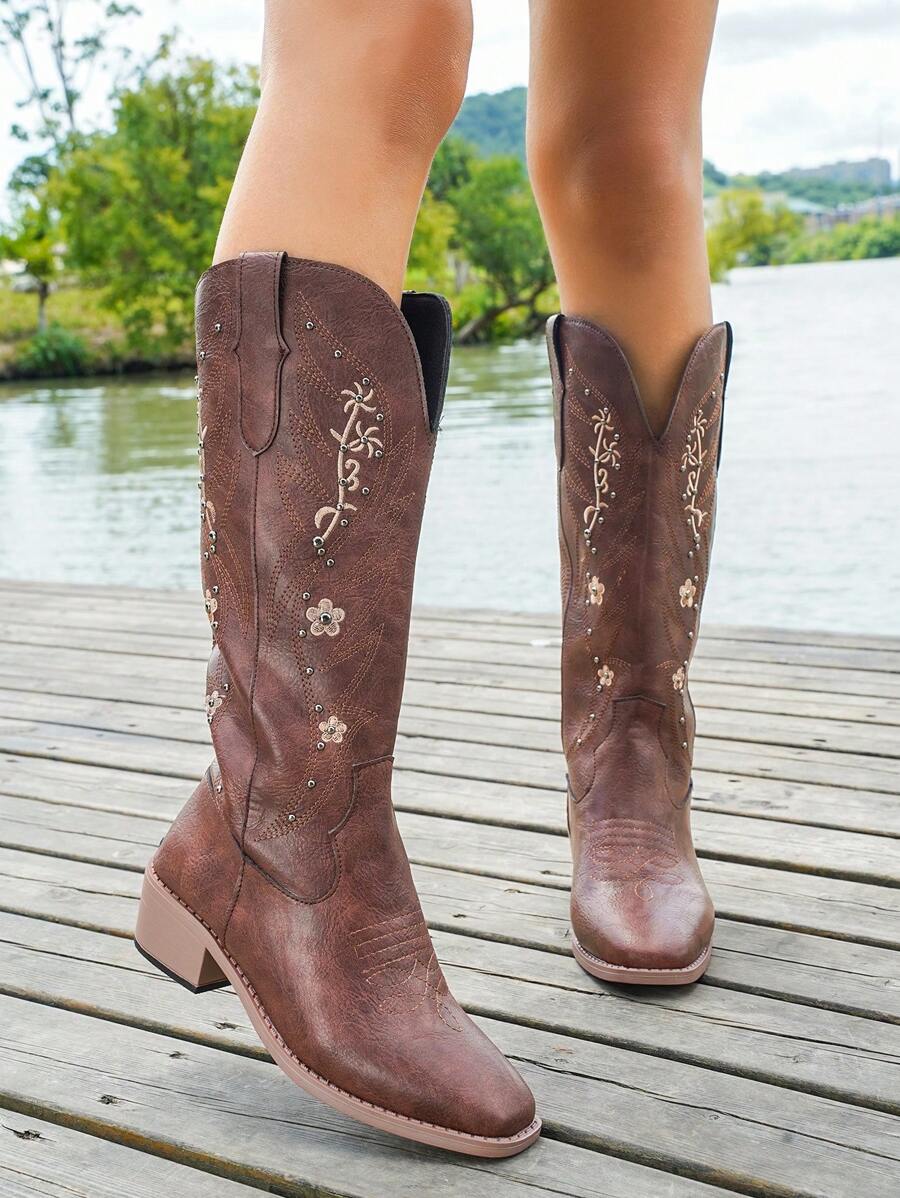 Botas de vaquera occidentales para mujer, botas altas de montar ...