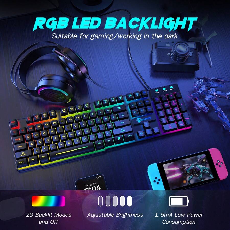 ZIYOULANG Wired Mechanical Feel Gaming Keyboard And Mouse Set Rainbow ...
