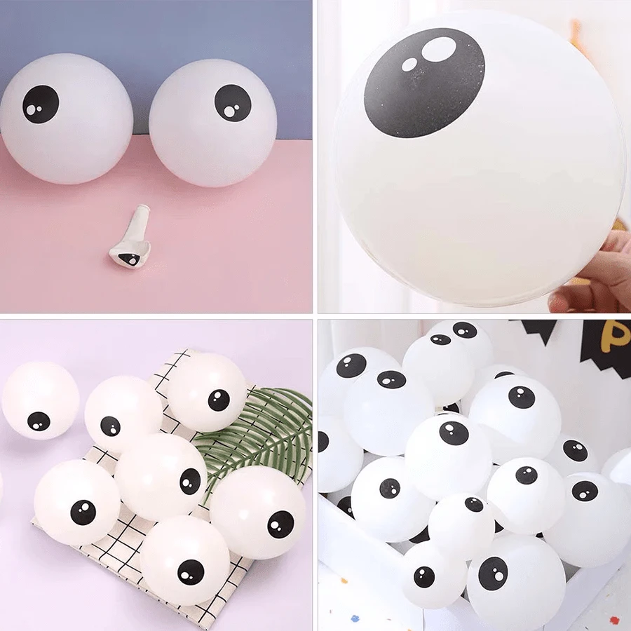 20pcs 5-Inch White Eye Halloween Balloons, DIY Animal Theme Eye ...