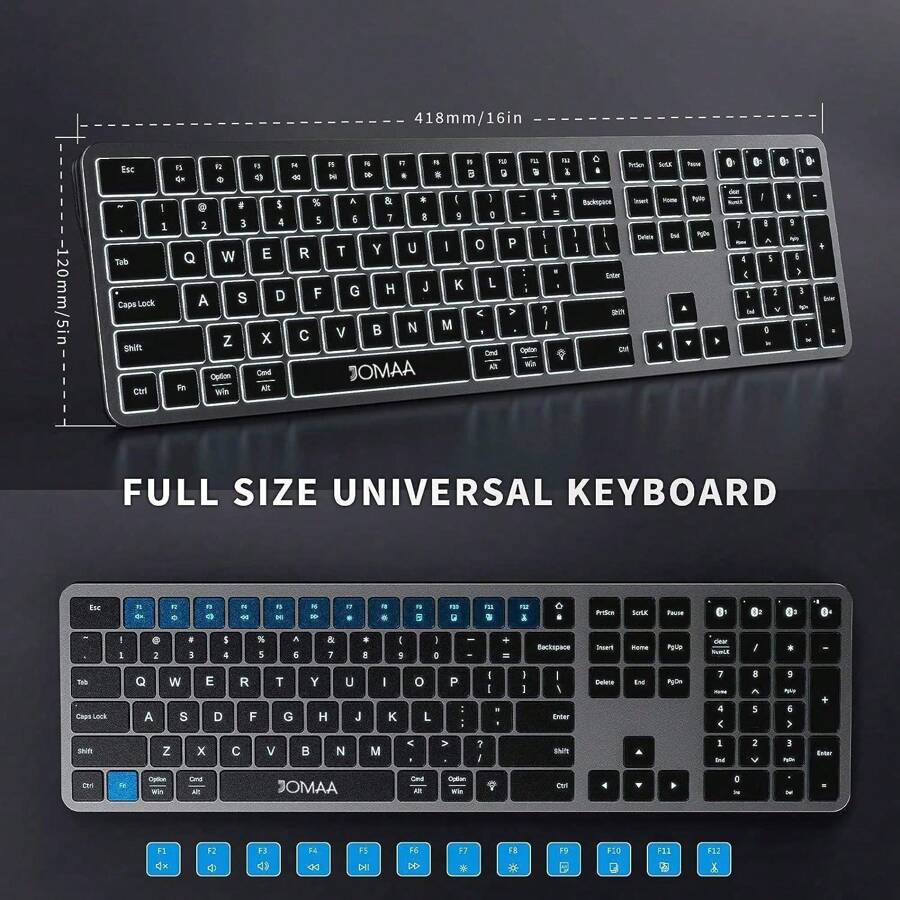 Jomaa Jomaa Ergonomic Bluetooth5 0 Connection Wireless Keyboard 7 Colorful Backlit Keyboard 106