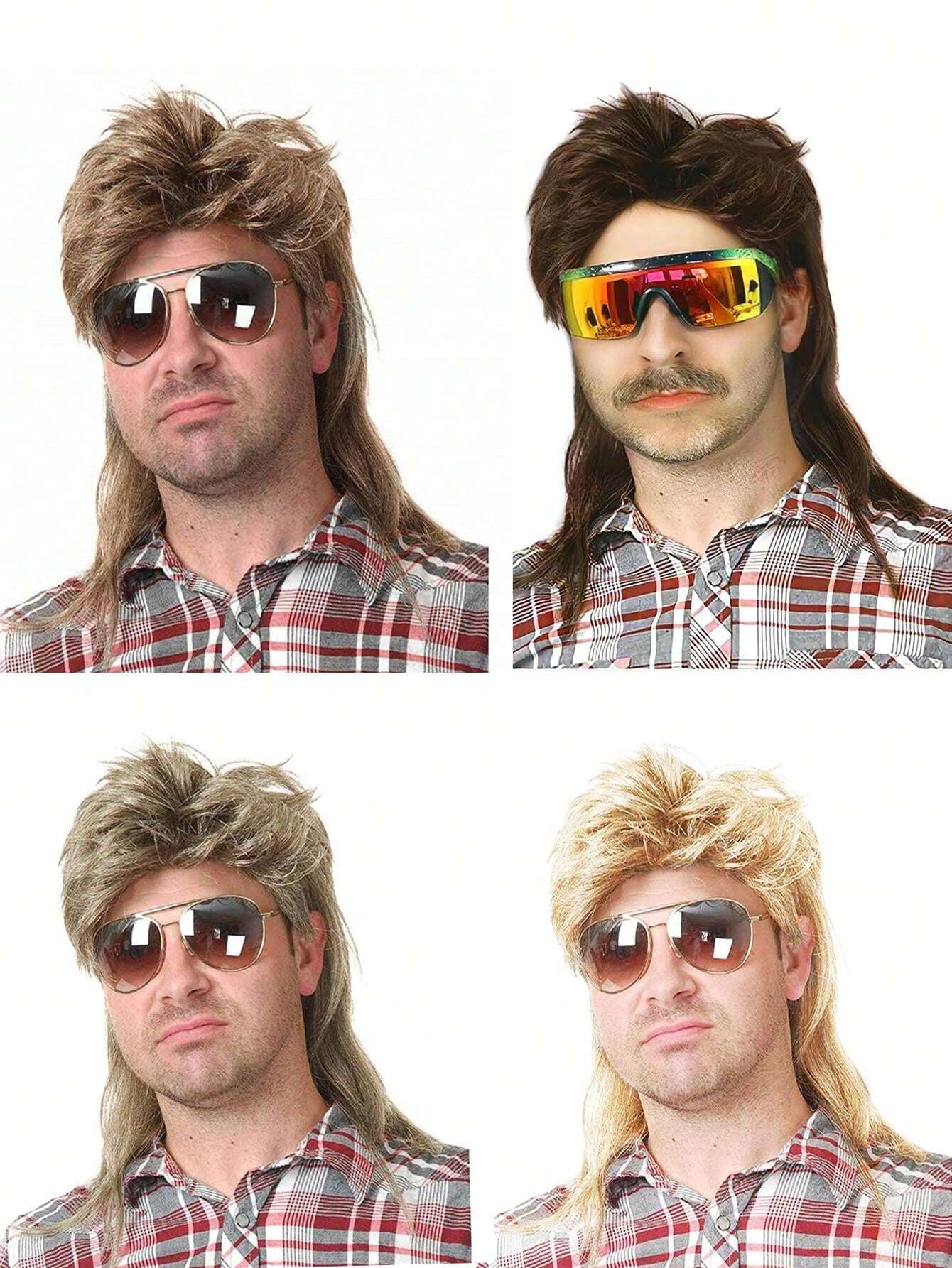 80s Retro Mullet Wig For Men - High-Density, Curly & Wavy, Heat ...