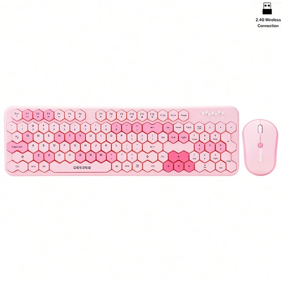 GEEZER Combo clavier et souris sans fil silencieux ergonomique 2,4 G ...