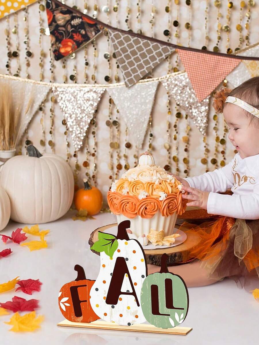 1Set Fall Pumpkin Wooden Signs Thanksgiving Tiered Tray Decorations ...