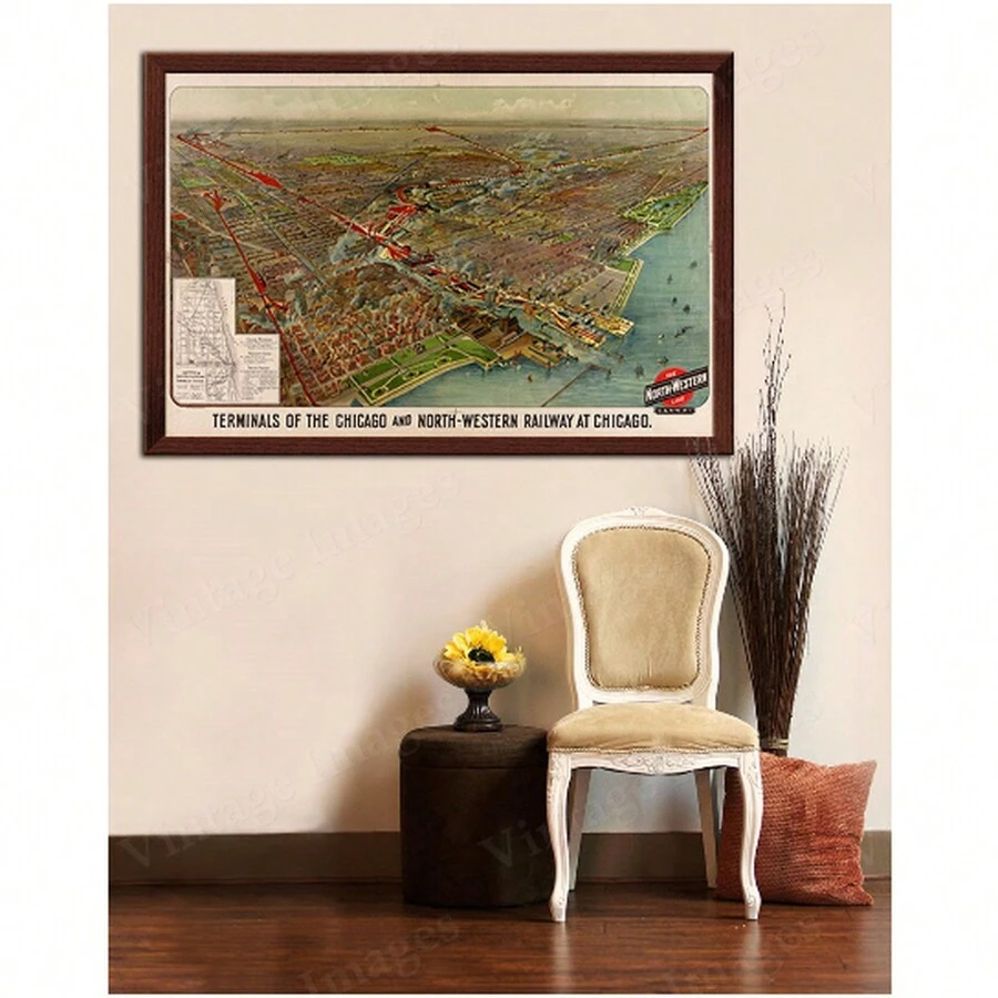 Vintage Imagery Old Map Of Chicago (1902) Chicago Railroad Map Chicago ...