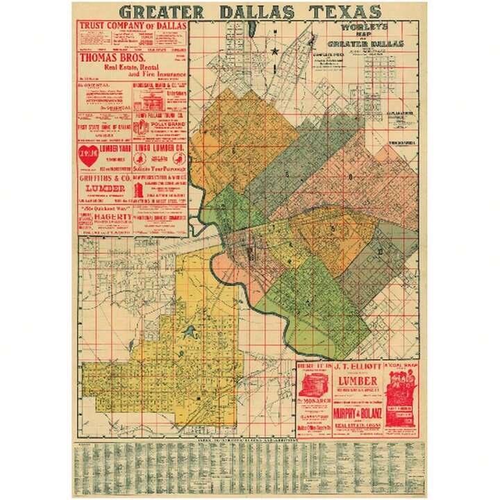 Vintage Imagery Old Dallas Texas Map Vintage Historical Map Antique ...