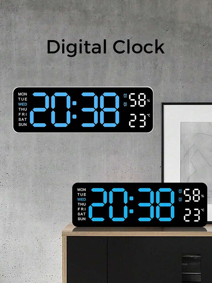 A Large Screen LED Clock With Rectangle Shape And Big Font, Can Be Hung ...