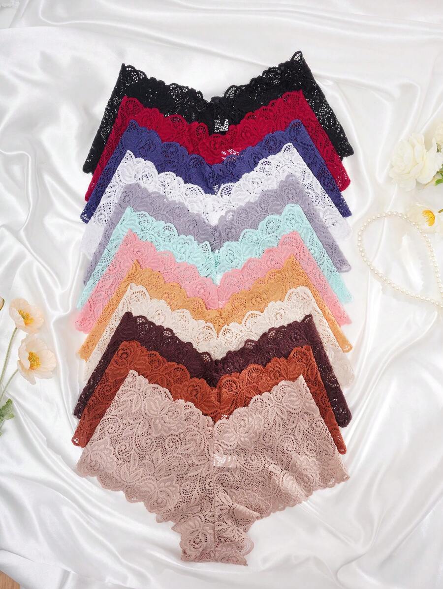 12pcs Lace Trim Sexy Triangle Panties For Women | SHEIN USA