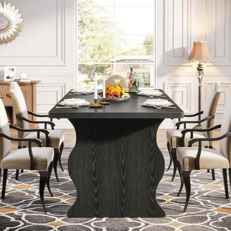 Tribesigns Modern Dining Table For 4-6 Rectangular Wood Kitchen Table ...