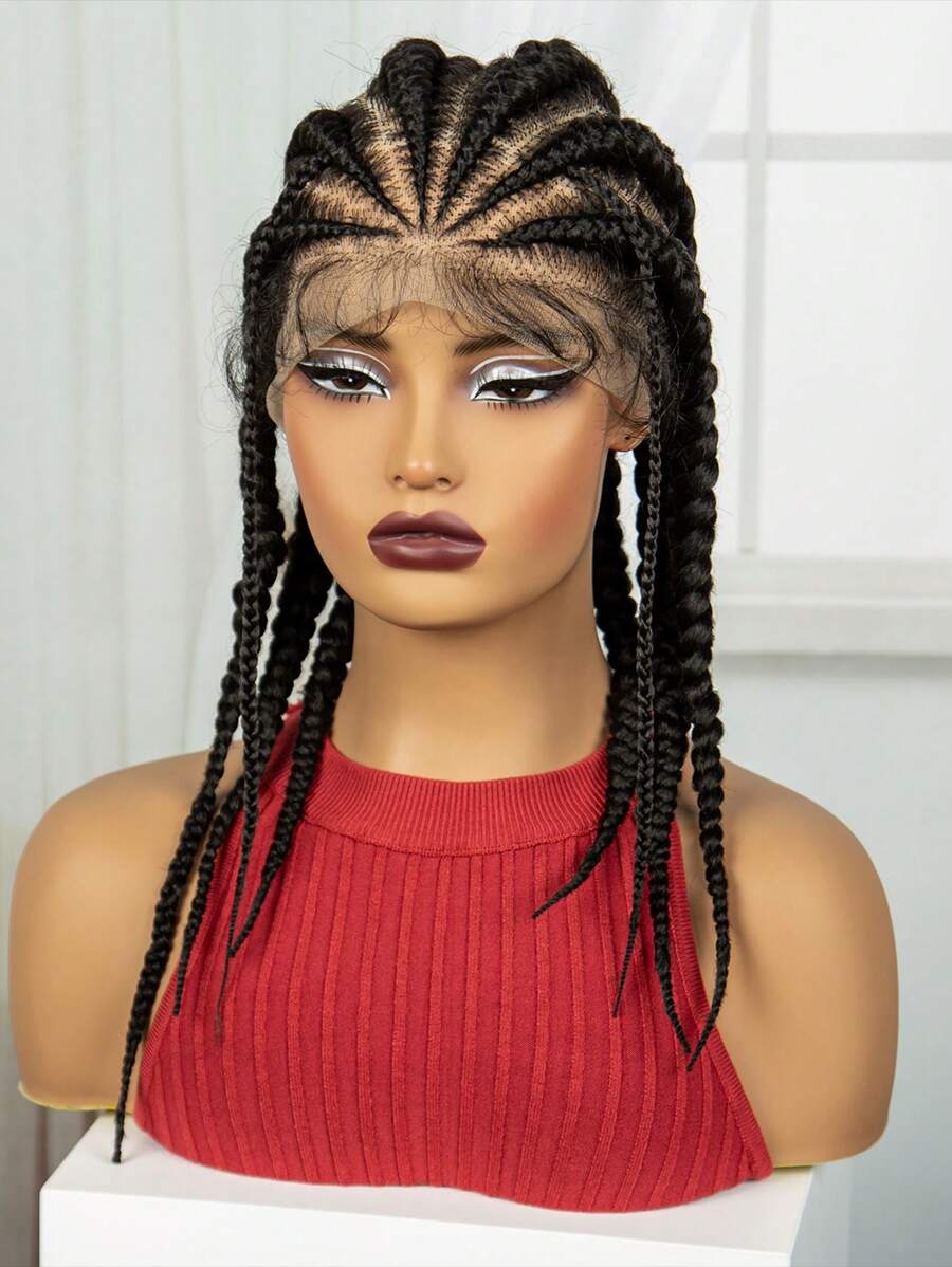 Transparent Full Lace Braided Wigs Short HandMade Braided Wig Ends ...