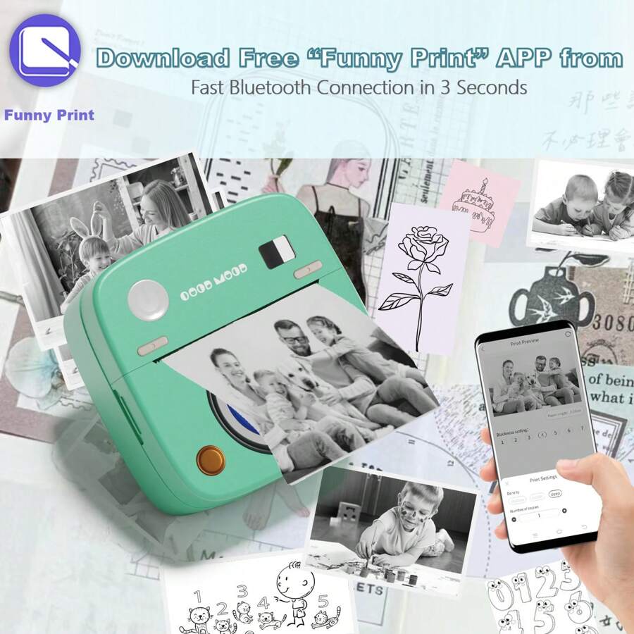 DOLEWA Wireless Portable Photo Printer, Mini Sticker Printer Compatible ...