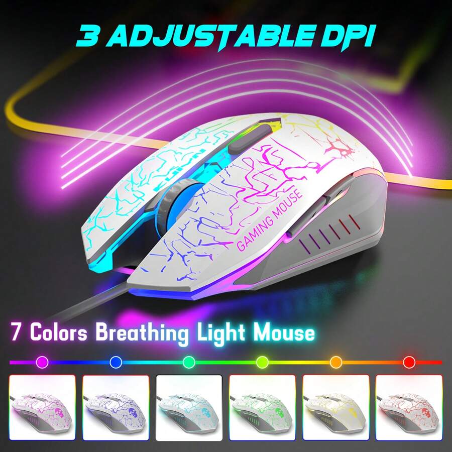 ZIYOULANG Wired Mechanical Feel Gaming Keyboard And Mouse Set Rainbow ...