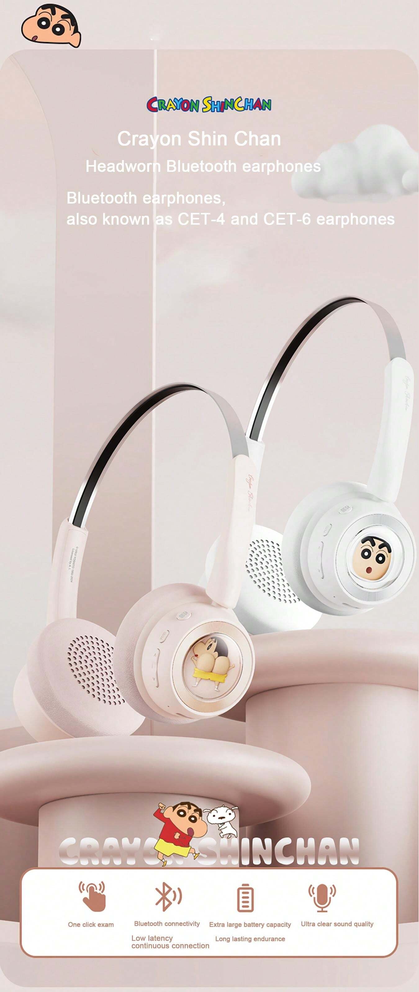 Crayon Shin Chan TV01 Wireless Headphones Headset Sport Headphone Game ...