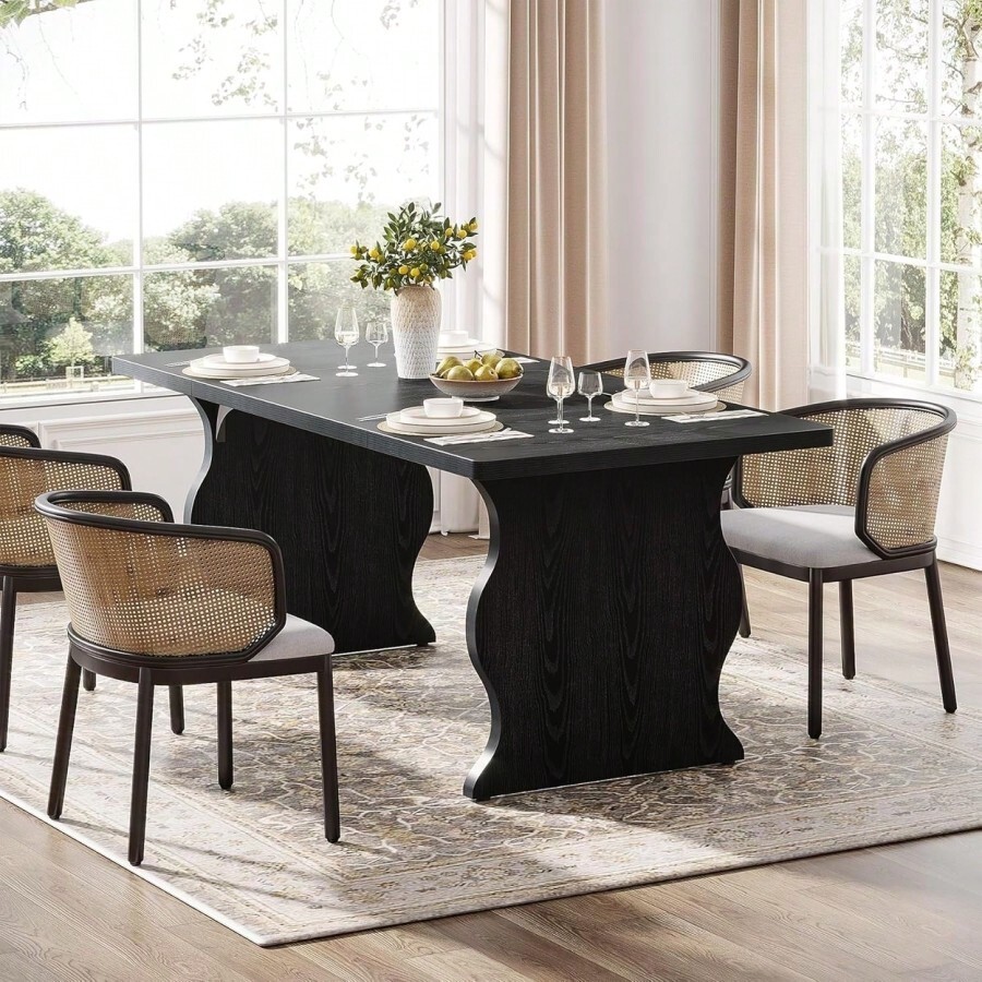Tribesigns Modern Dining Table For 4-6 Rectangular Wood Kitchen Table ...