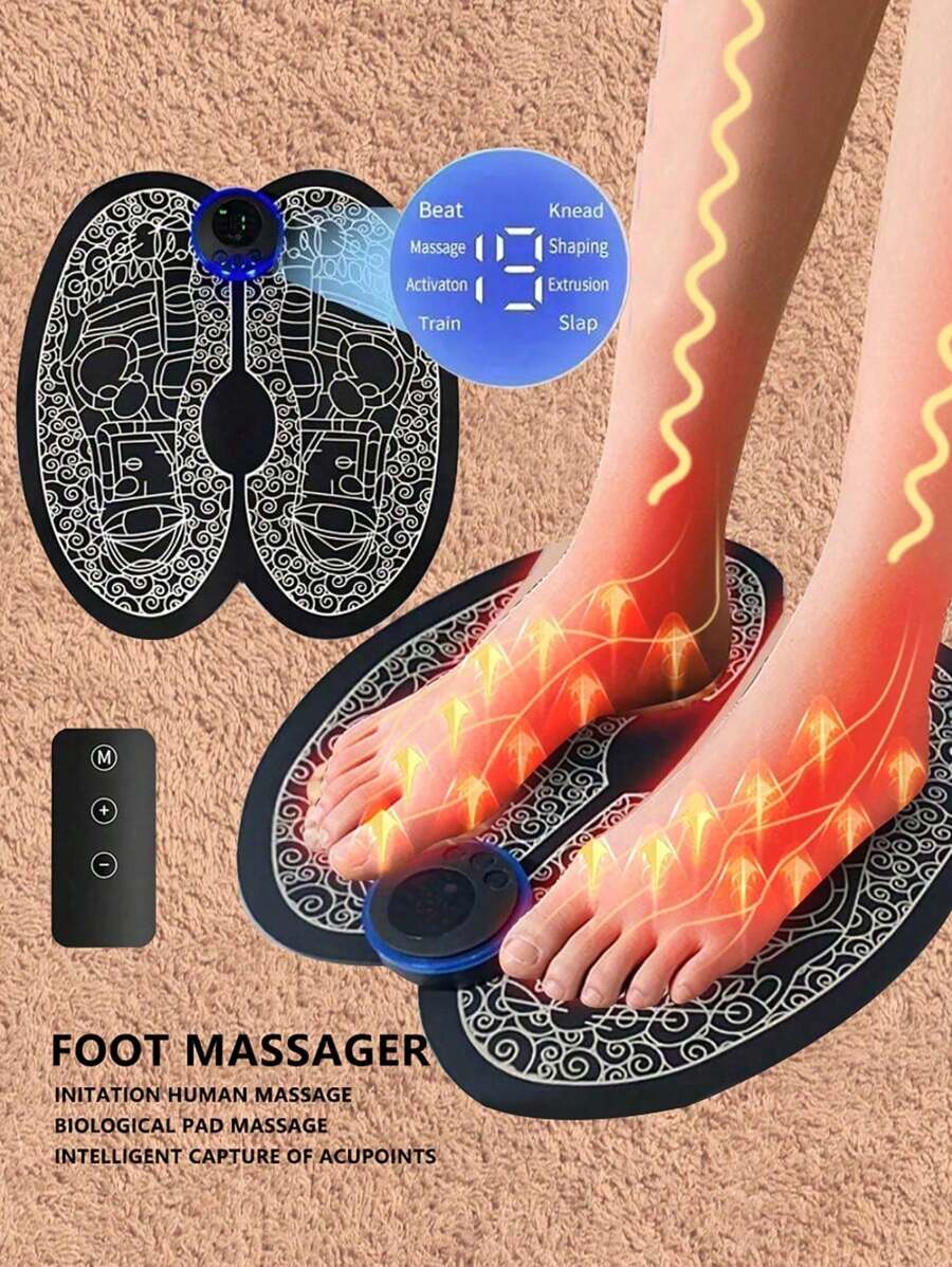 1pc Electric EMS Foot Massager Pad, With Portable Electrodes Feet ...
