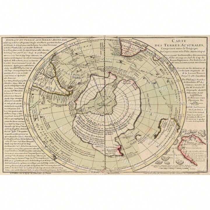 Vintage Imagery Old Map Of South Pole - Antarctica Map Historic South ...