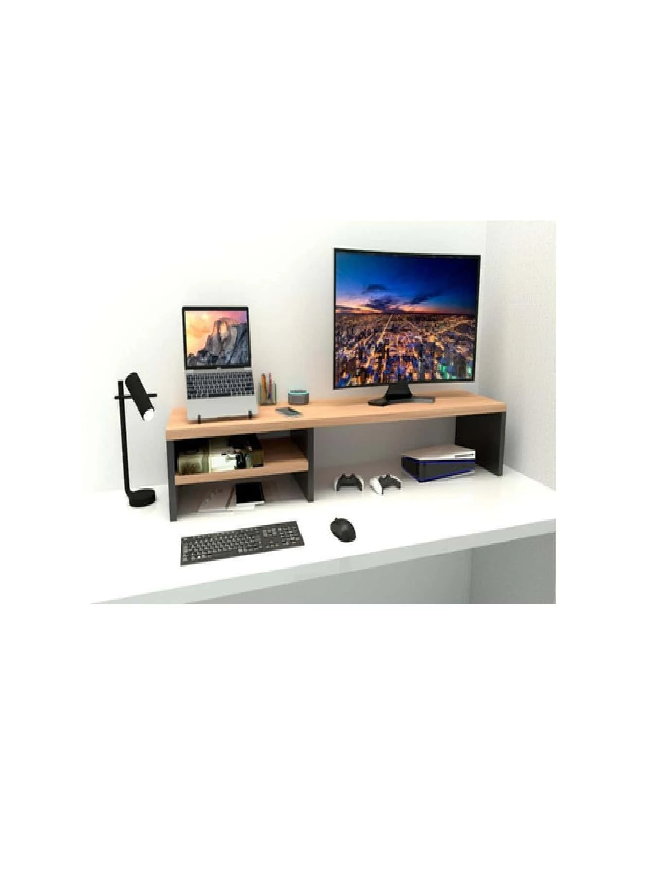 Support For Two Gaming Monitors Table Modern Home Office Setup | SHEIN USA