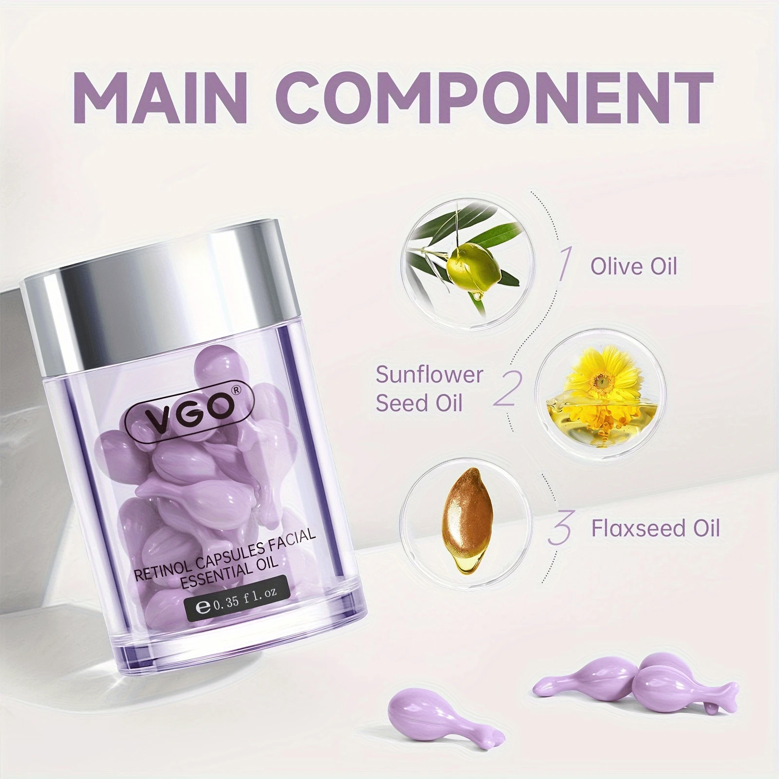 VGO RETINOL CAPSULES FACIAL ESSENTIAL OIL Moisturizes The Skin, Makes ...