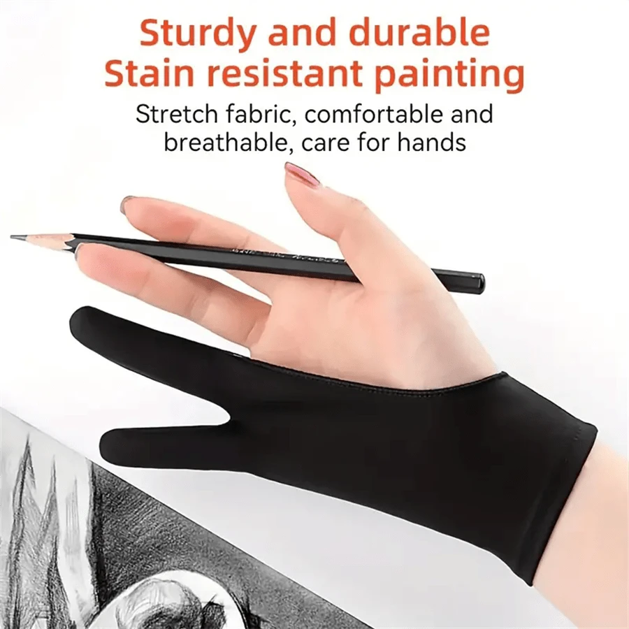 Artist Drawing Gloves, Two-Finger Anti-Fouling Sketching Gloves, Non ...