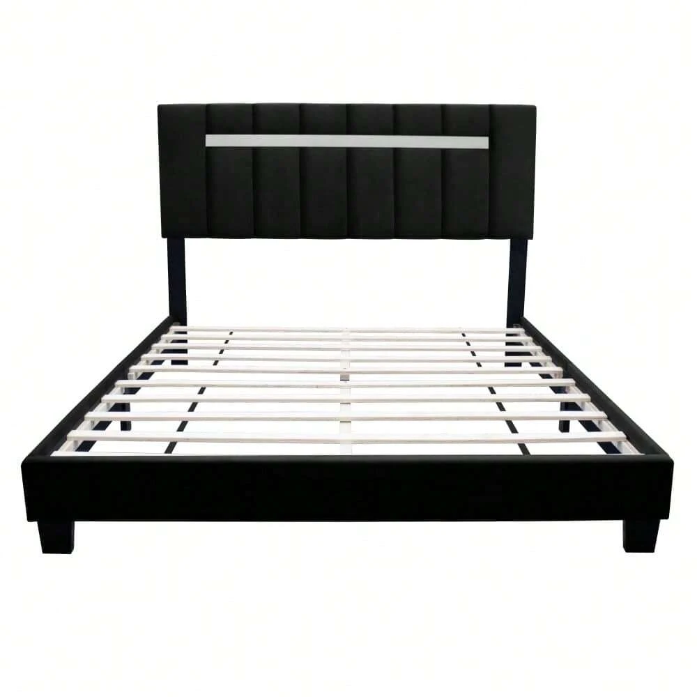 BLACK QUEEN SIZE ADJUSTABLE UPHOLSTERED BED FRAME DARK VELVET ...