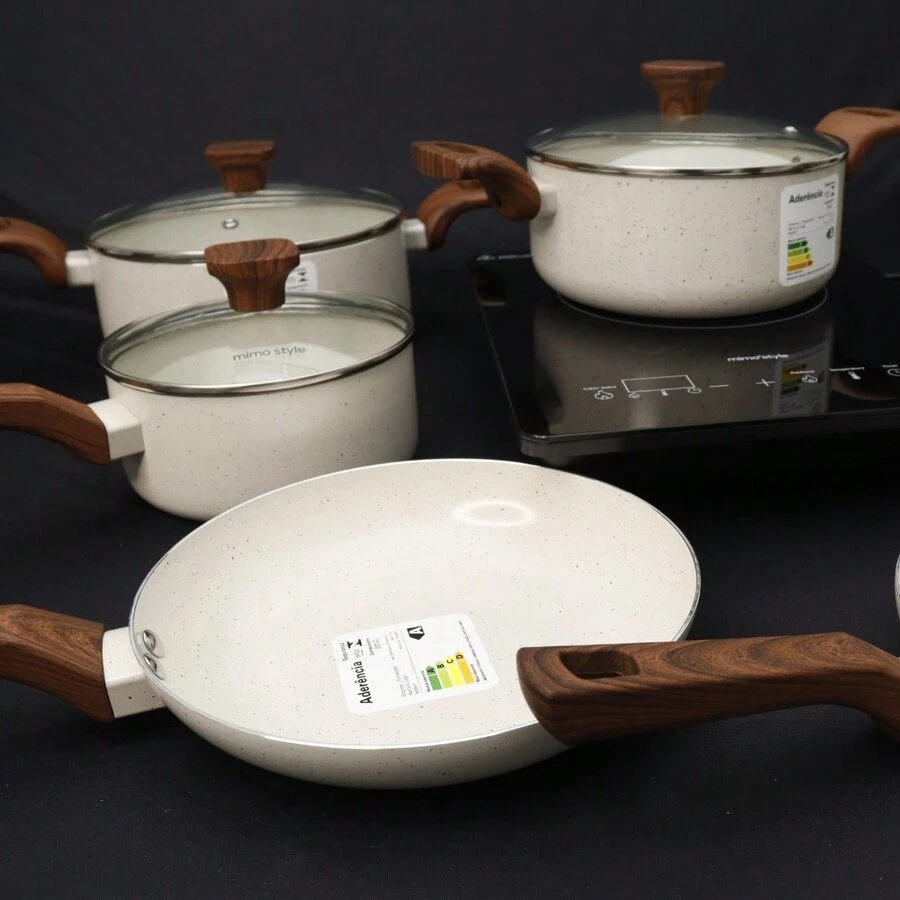 10-Piece Pratic Cook Cookware Set Triple Bottom Mimo Style Marble ...