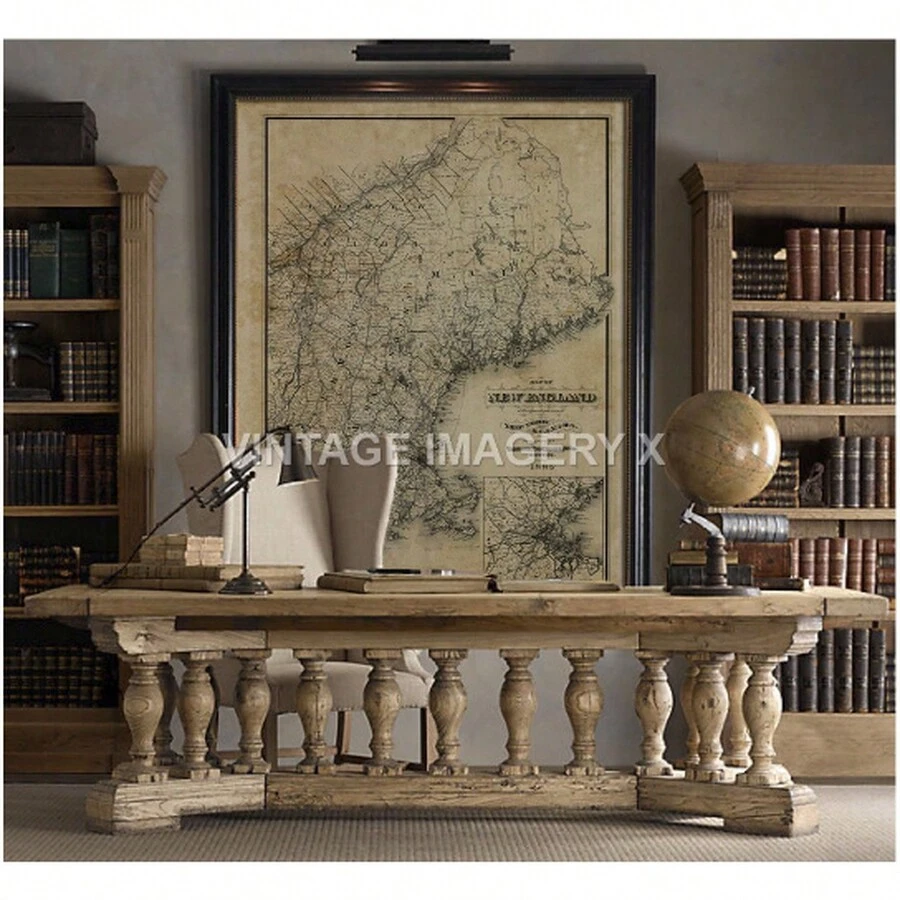 Vintage Imagery 1885 Vintage England Map Wall Art Print Custom Size ...