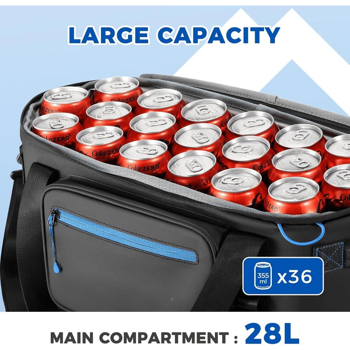 Large Soft Cooler Bag, Soft Sided Insulated Cooler Hard Lid & Base ...