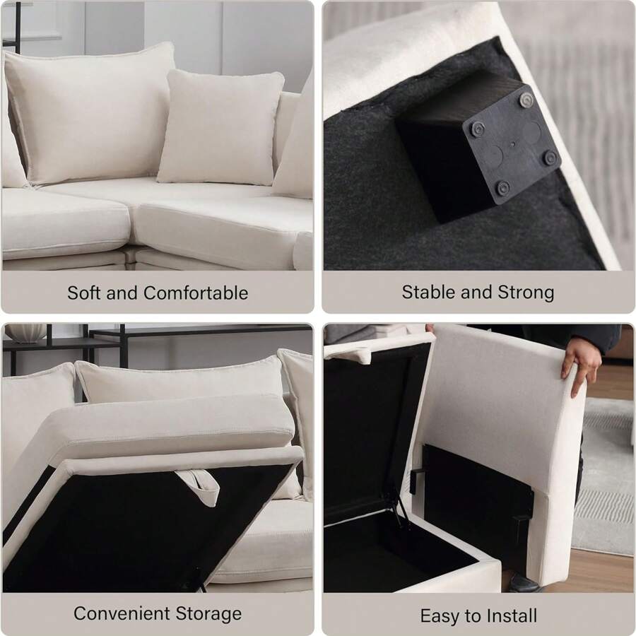 Modular Sectional Sofa, Convertible Sofa Couch With Storage, Sleeper ...