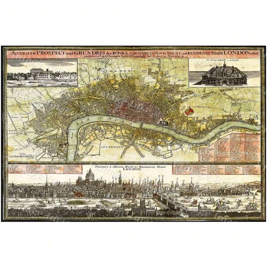 Vintage Imagery Old Map Of London England Old London Map 1740 Large ... Vintage Imagery Old Map Of London England Old London Map 1740 Large ...